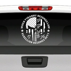 Punisher Sticker "when Tyranny Becomes Law" Skeleton Window Decal Cut ...