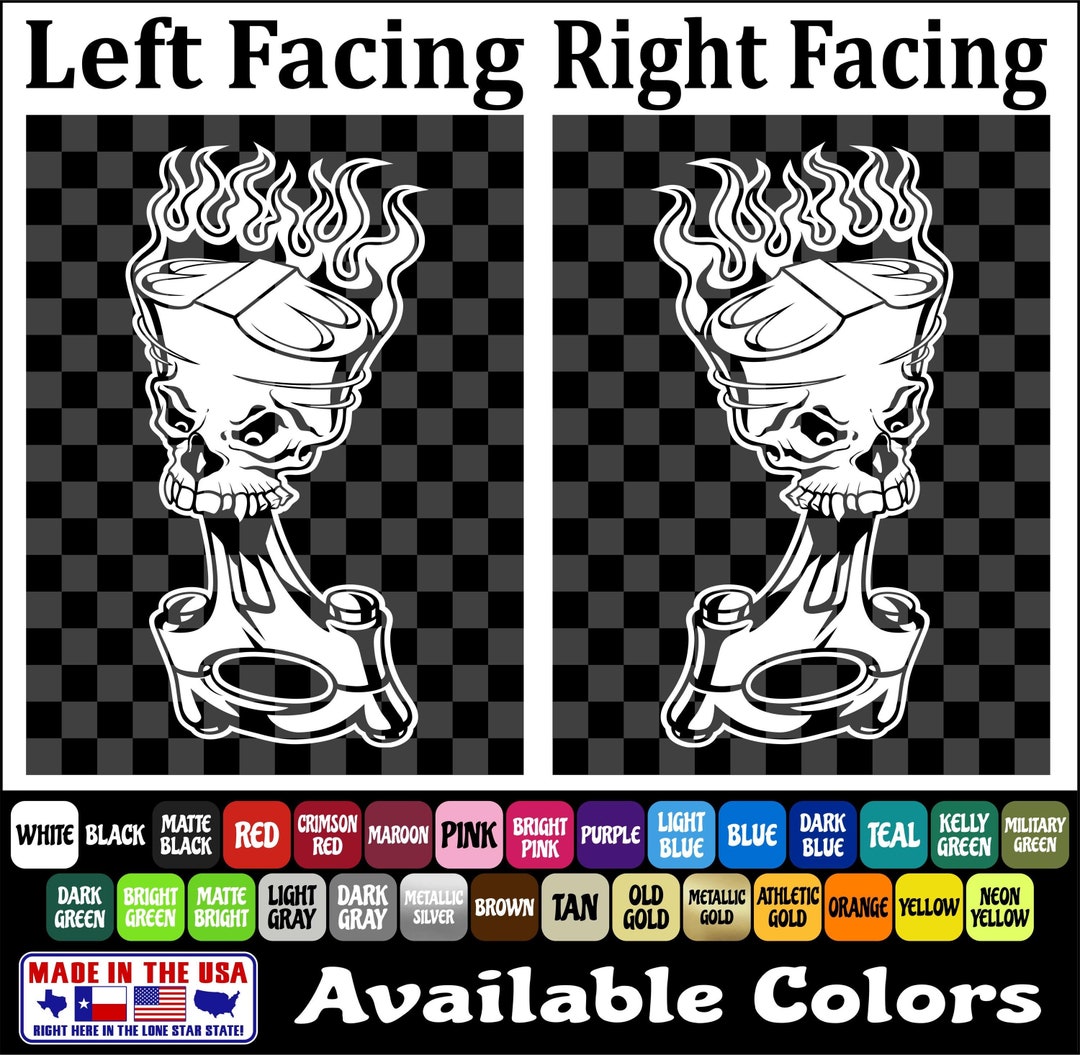 Flaming Piston Sticker Tool Bob Hot Rod Skull Flames Vinyl Decal ...