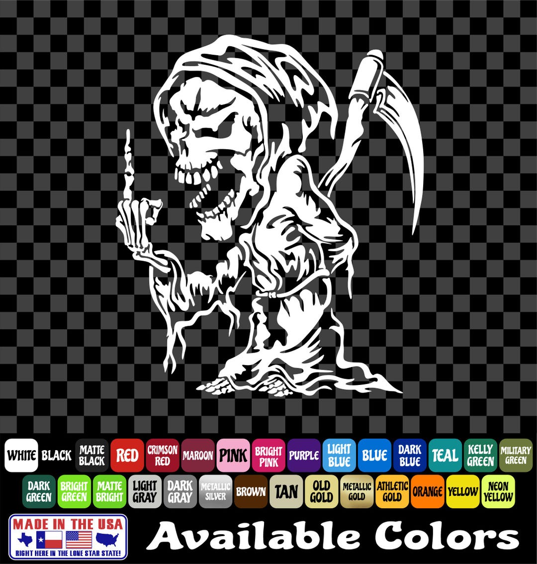 Grim Reaper Sticker Skull Evil Scythe DEATH Vinyl Decal Truck Window - Etsy