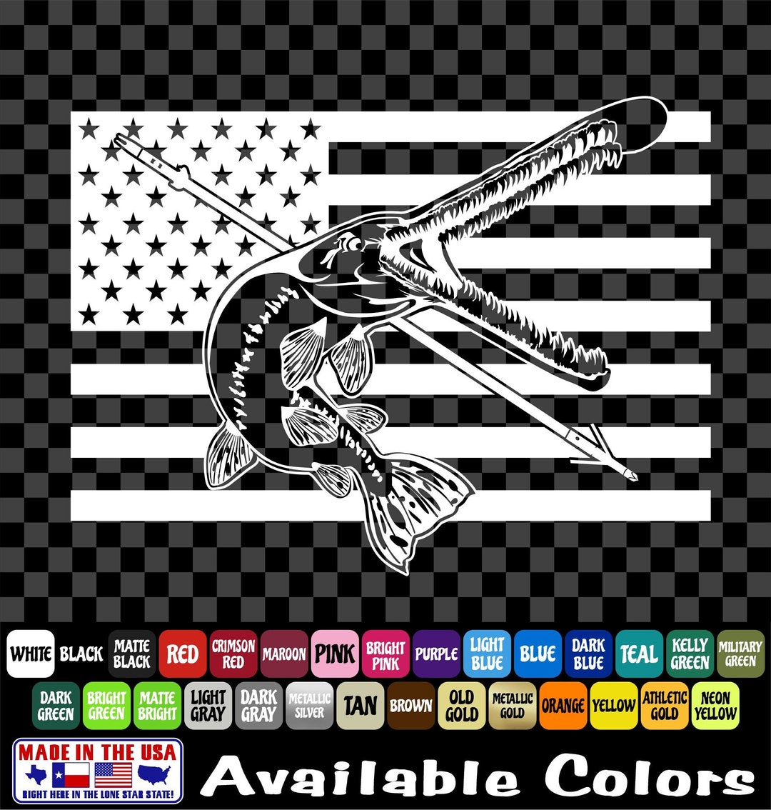 Bowfishing Sticker American Flag Longnose Gar Arrows Fish Bones Tip ...