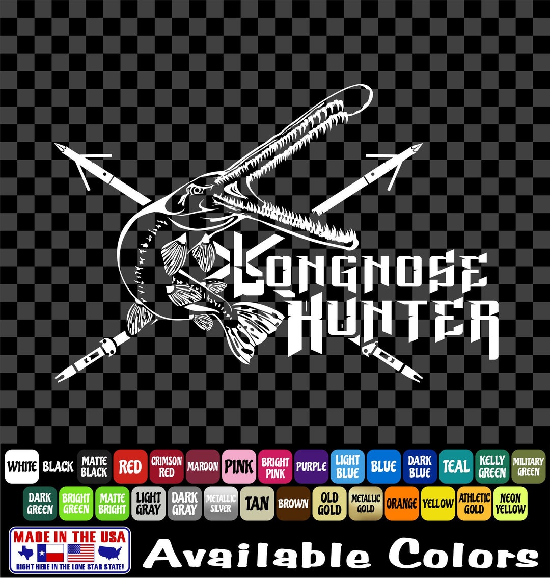 Bowfishing Sticker LONGNOSE GAR NEEDLENOSE Bow Fish Arrows Hunter Vinyl ...