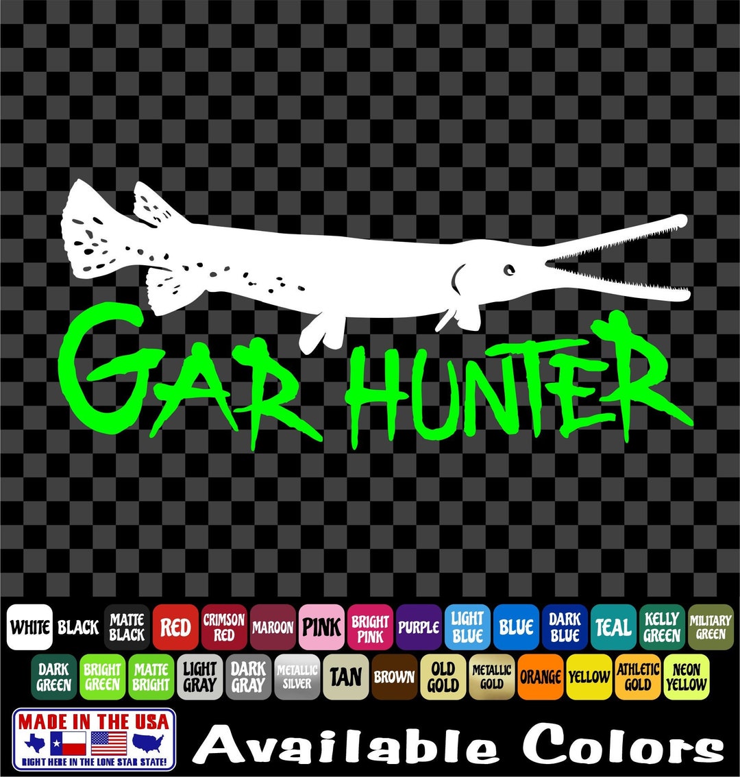 Gar Hunter Bowfishing Alligator Gar Carp Fishing 2 Color Vinyl Decal ...