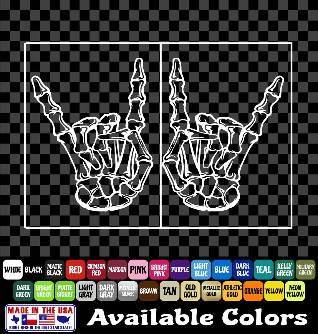 Skeleton Hand Metal Horns Sticker Rock & Roll Skull Decal Left/right - Etsy