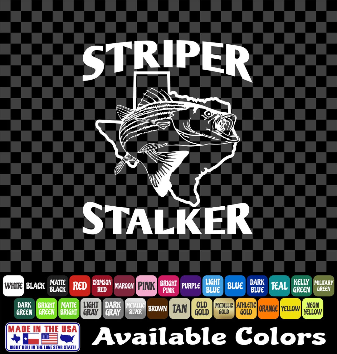 Texas Striper Stalker Fishing Fish Striped Bass Lake Surf Fishing Vinyl ...