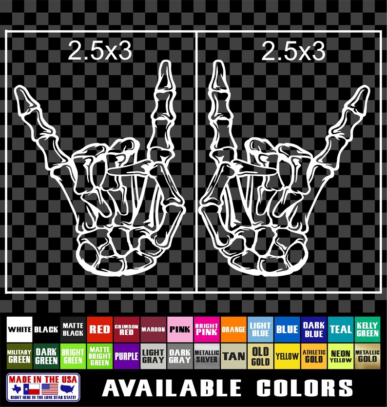 Skeleton Hand Metal Horns Sticker Rock & Roll Skull Decal - Etsy