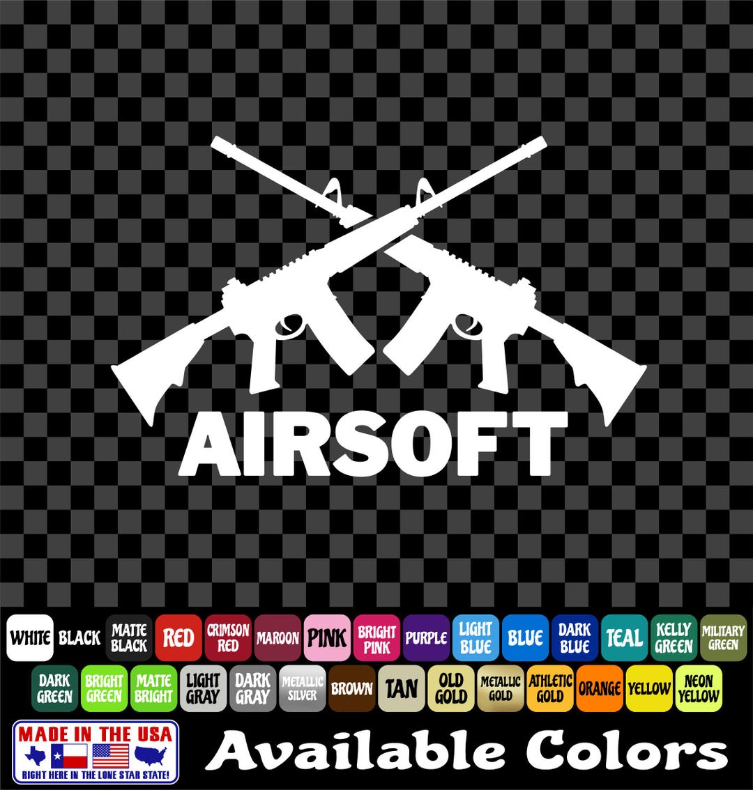 AIRSOFT Crossed Guns Sticker AR15 .556 Style Vinyl Decal M16 Machine ...