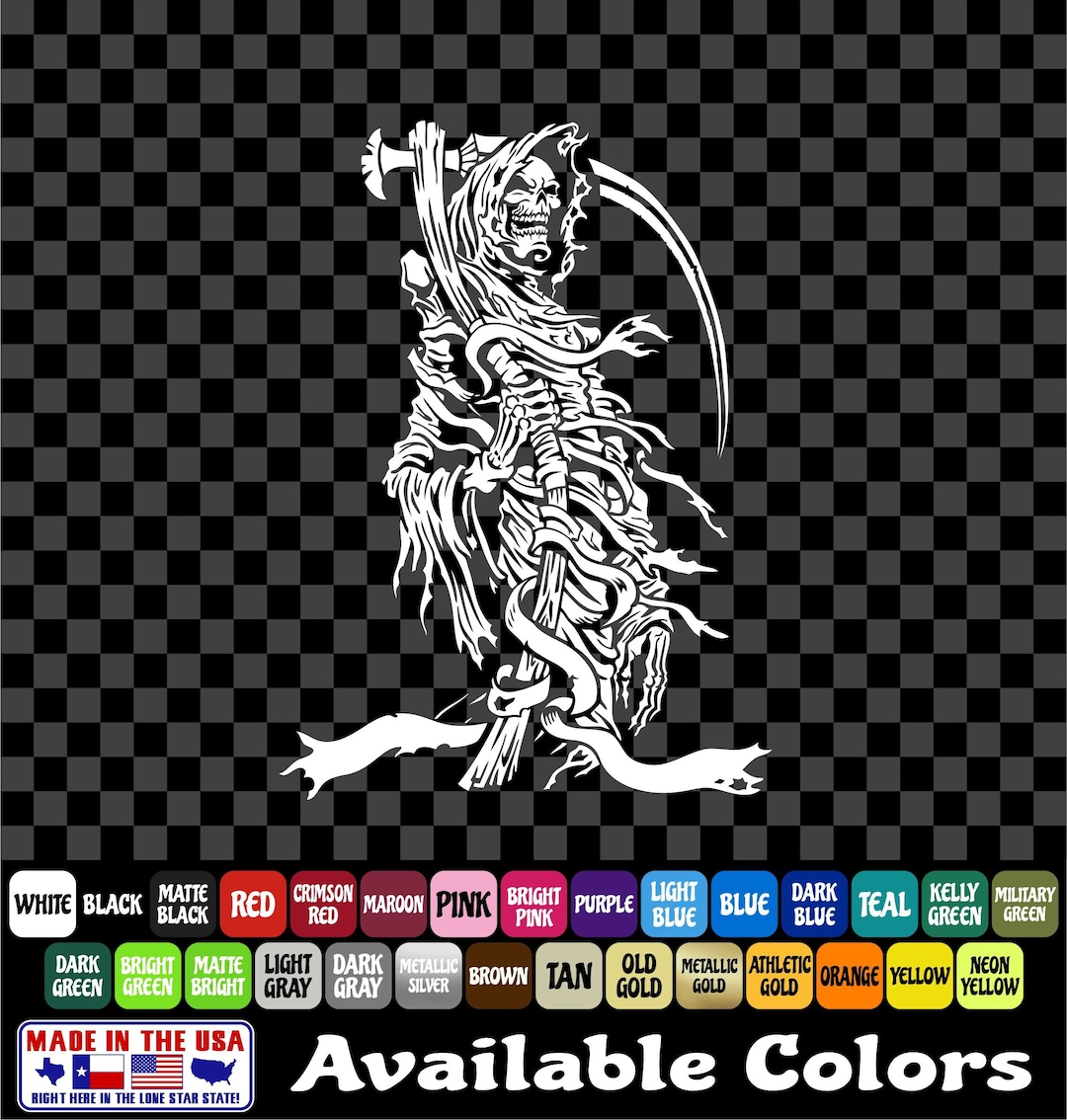 Grim Reaper Sticker Skull Evil Scythe DEATH Vinyl Decal Truck Window - Etsy