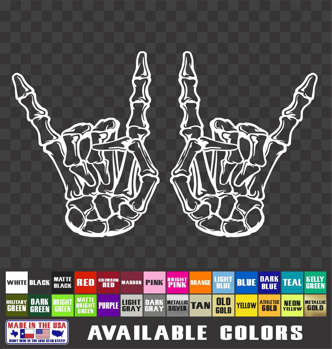 Skeleton Hand Metal Horns Sticker Rock & Roll Skull Decal - Etsy