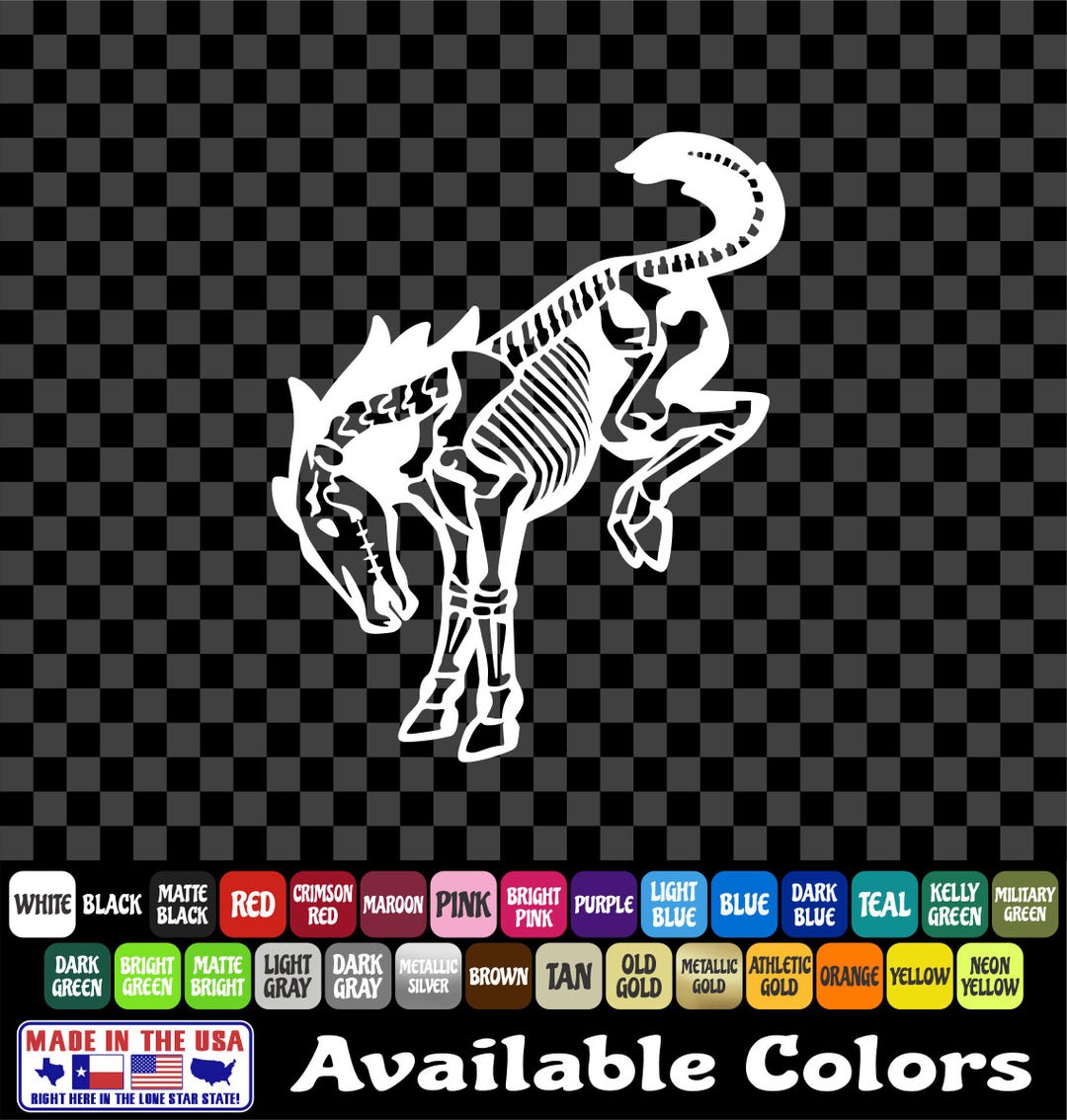 Bronco Horse Sport Skeleton Sticker Vinyl Window Decal Car Truck Laptop ...