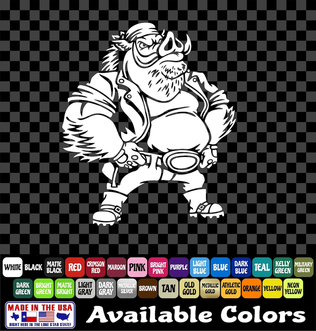 Razorback Sticker Tough Biker Hog Tough Pig Hawg Leather Vinyl Window ...