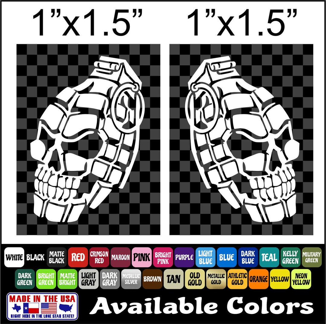 Skeleton Grenade Sticker Pineapple Skull Tactical Military Weapon Vinyl ...