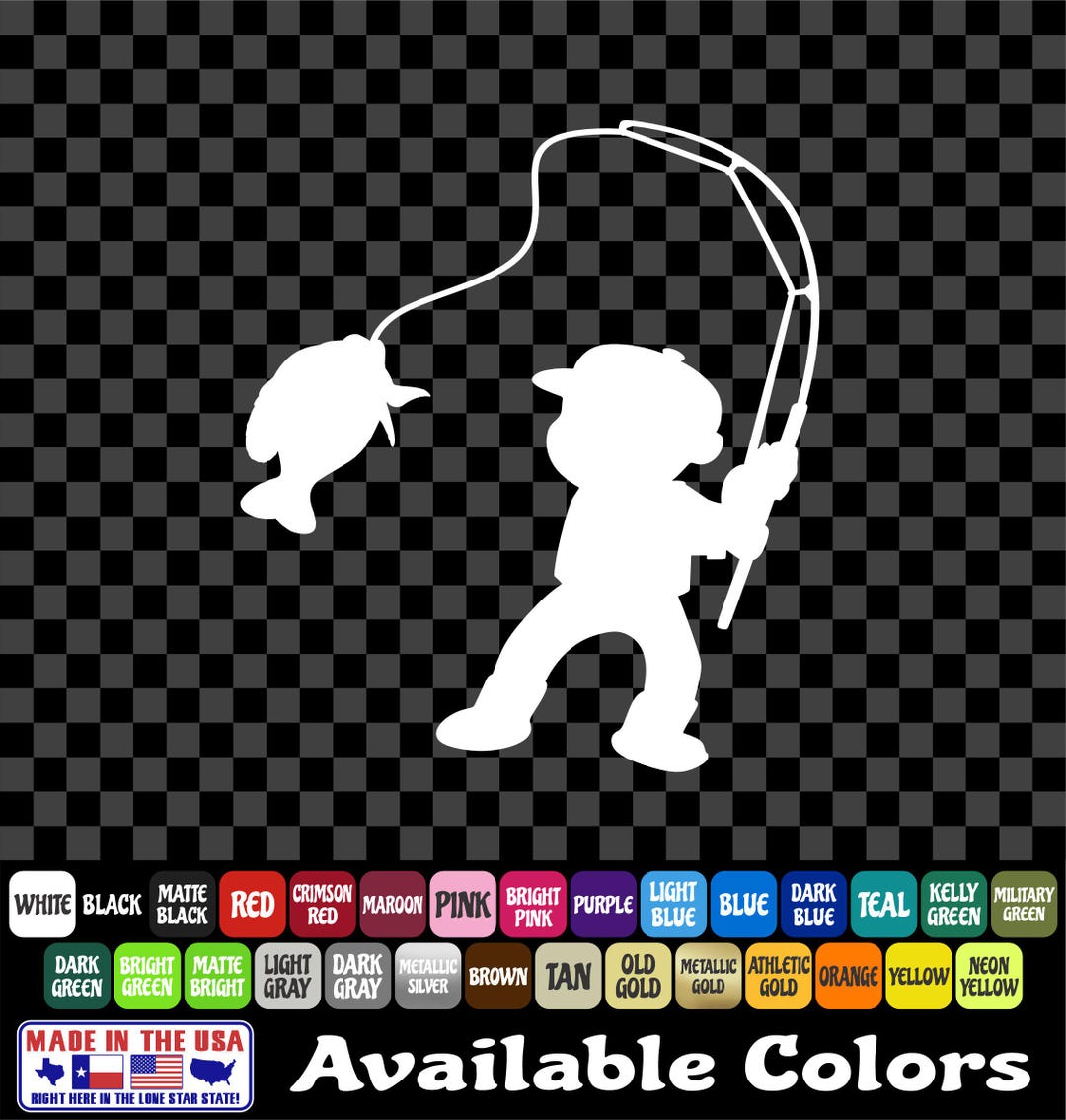 Kid Crappie Fishing Sticker Fisher Fisherman Vinyl Decal Car Boat Truck ...