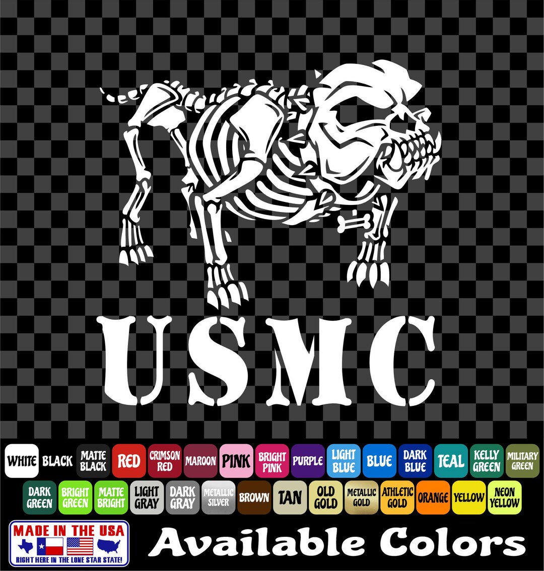 Marine Corp USMC Devil Dog Skeleton Sticker Marines Military Car Decal ...