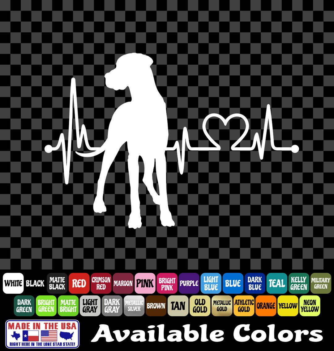 Great Dane Sticker Heartbeat Dog Breed Pet Window Vinyl Decal Car Truck ...