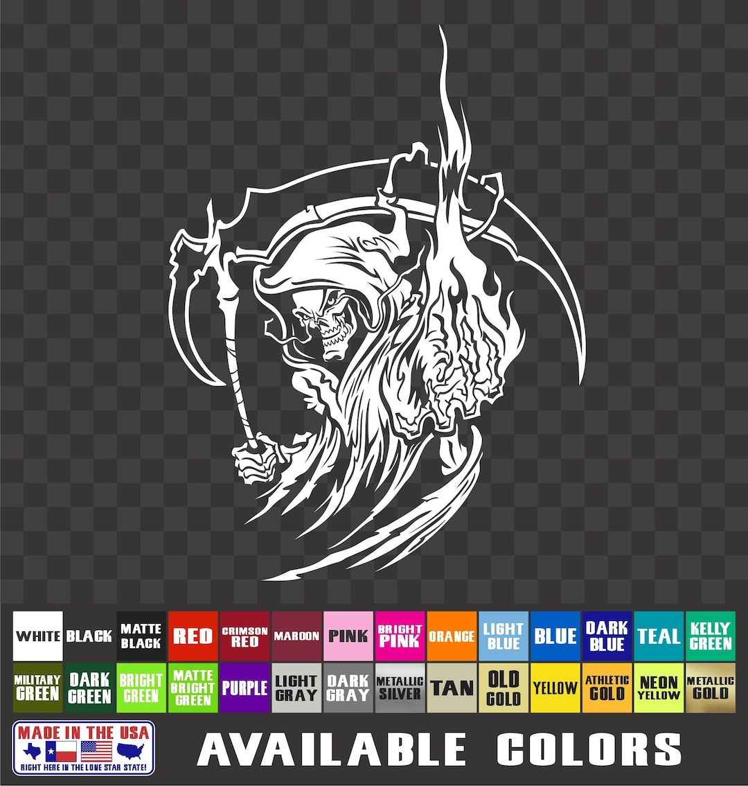 Grim Reaper Sticker Skull Evil Scythe DEATH Vinyl Decal Truck Window - Etsy