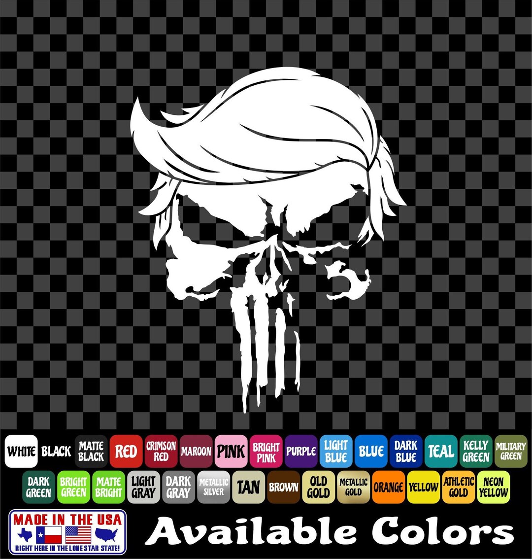 TRUMP Punisher Skull Hair Sticker MAGA Deplorable Punishair Vinyl Decal ...