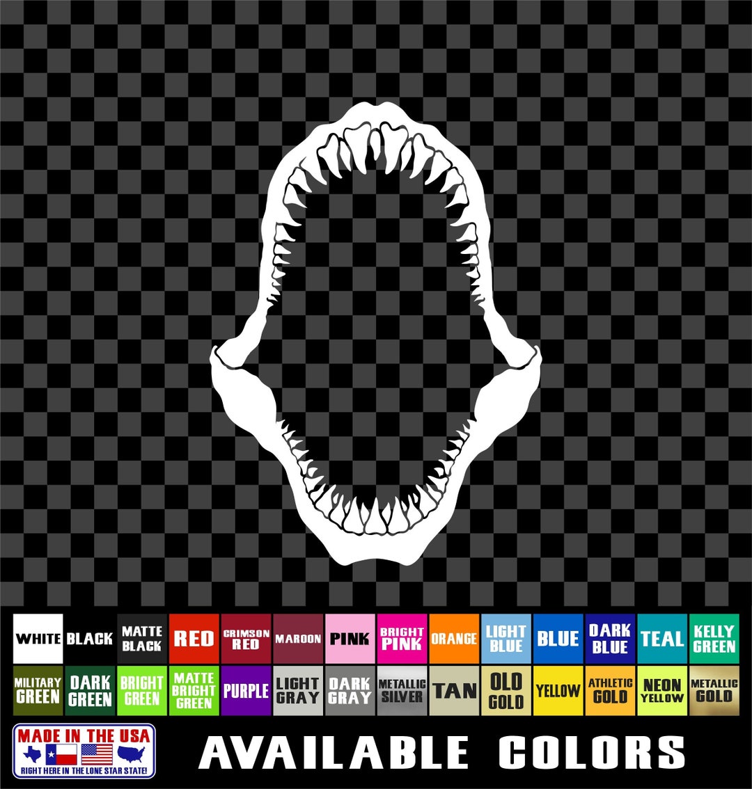 Shark Jaws Decal Skeleton Teeth Bone Sticker Bite Attack Open Horror ...