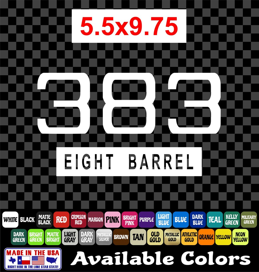 383 Eight Barrel Dodge Barracuda Carbonator Vinyl Decal Sticker - Etsy