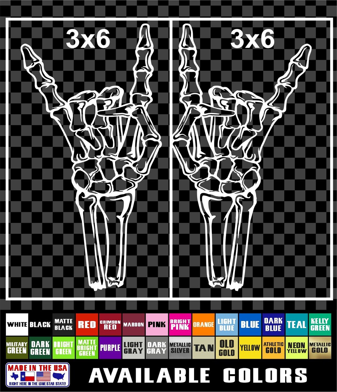 Skeleton Hand Metal Horns Sticker Rock & Roll Skull Vinyl Fun Window ...