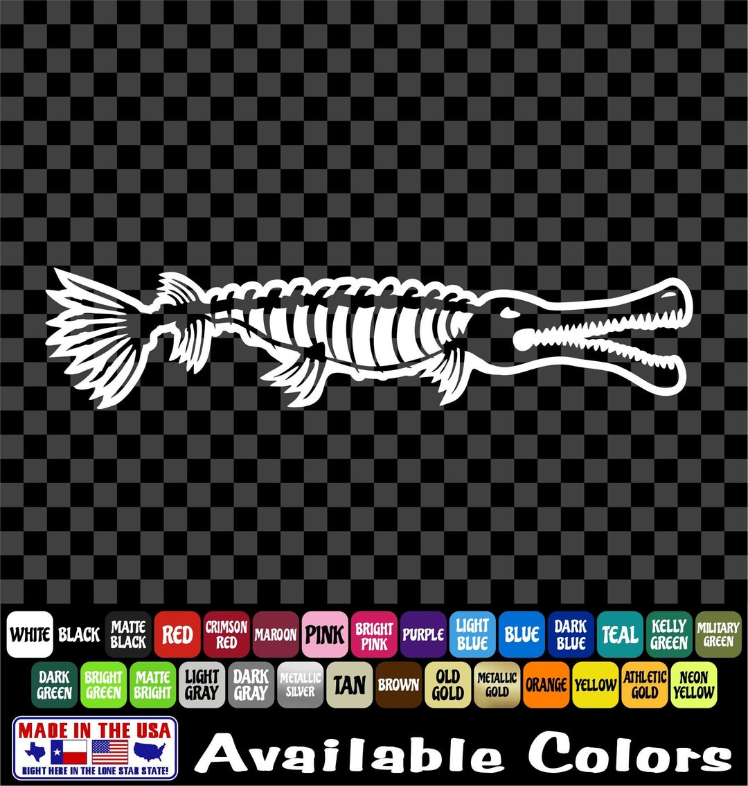 ALLIGATOR GAR Bones Outline Bowfishing Sticker HUNTER Vinyl Decal ...