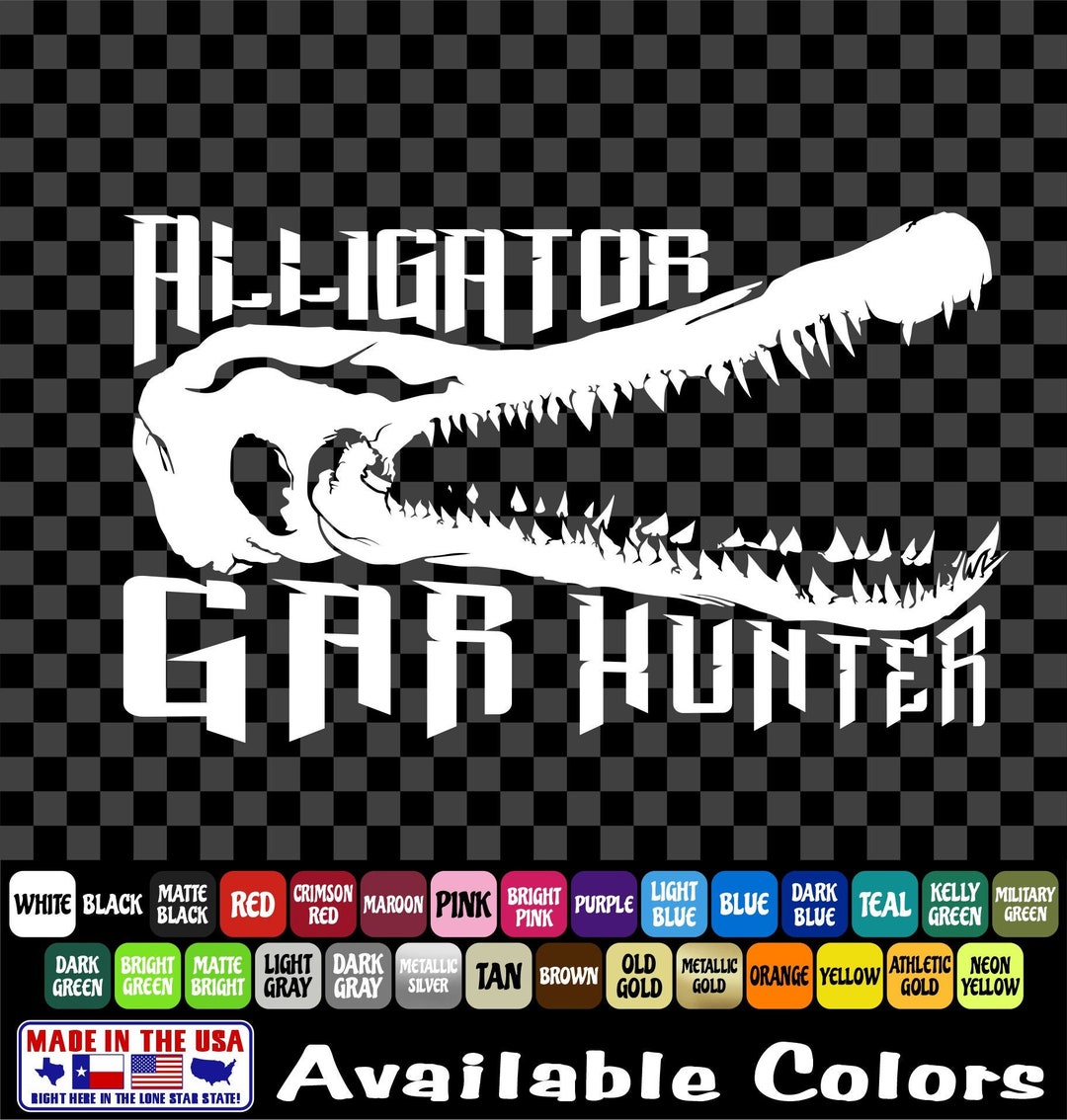 BOWFISHING ALLIGATOR GAR Sticker Fish Skull Trophy Hunter Vinyl Boat ...