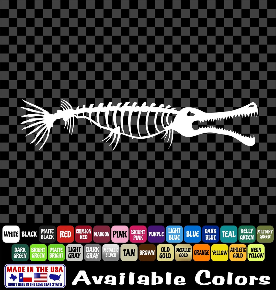 ALLIGATOR GAR Bowfishing Sticker Bones Skull Bow Arrows Boat Fish Vinyl ...