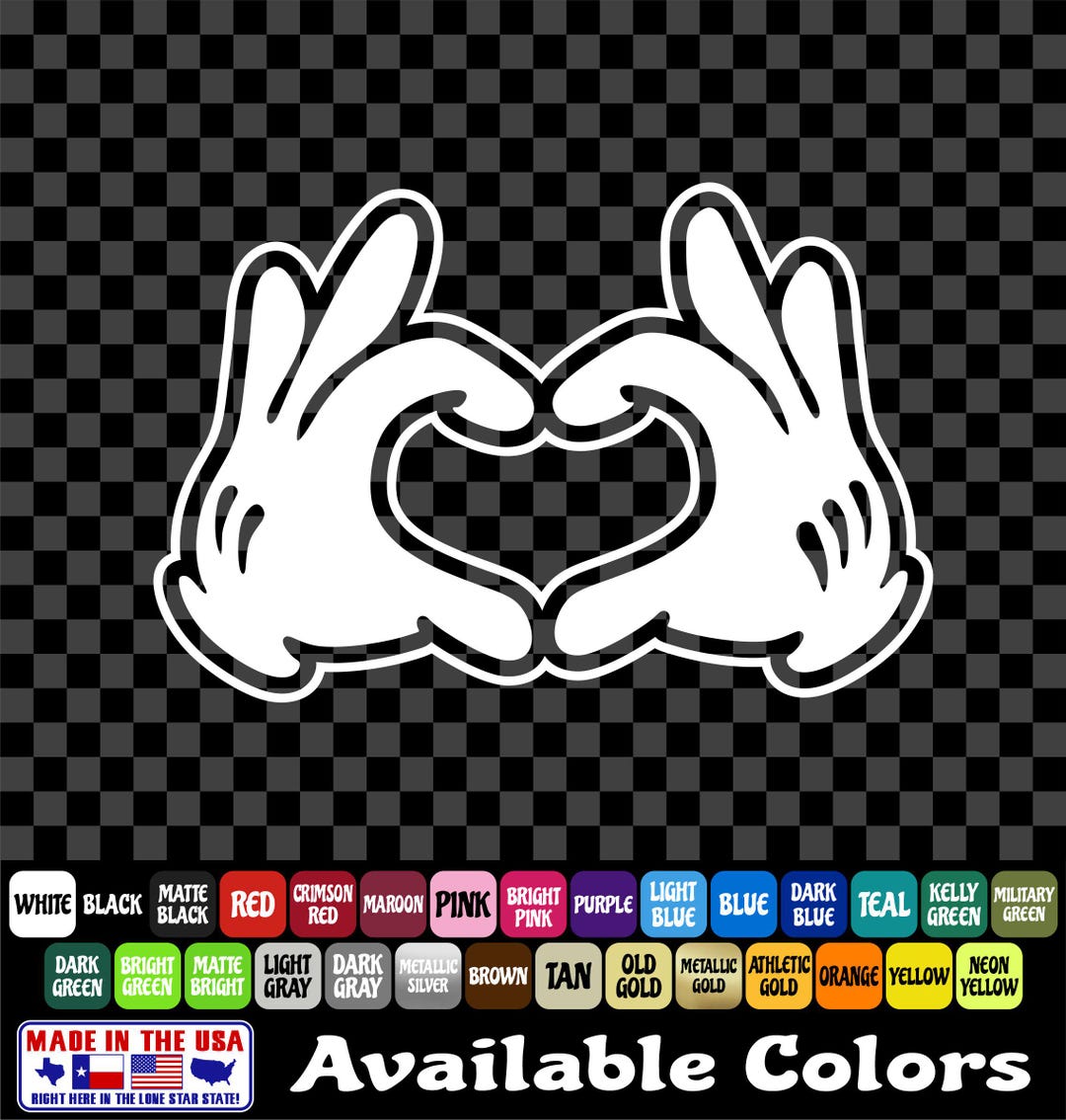 Cartoon Heart Hands Vinyl Decal: Mickey Love Sign Sticker 4x6 - Etsy