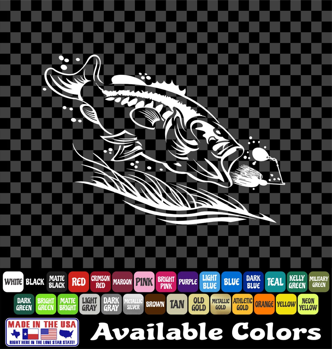 Largemouth Bass Sticker Spinner Bait Lure Fishing Decal Boat Jig Car ...