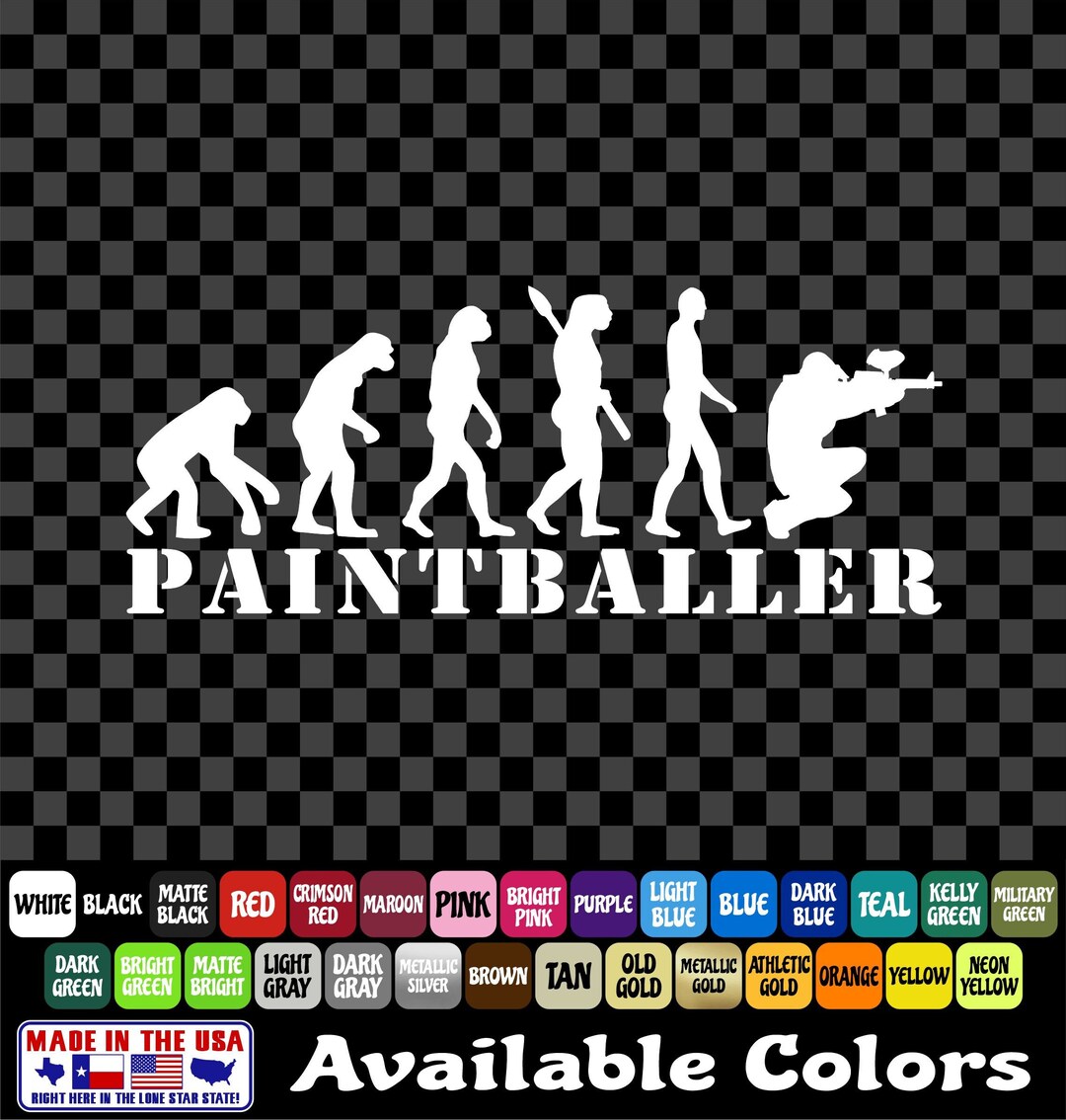 Paintball Evolution Sticker PAINTBALLER Vinyl Decal 3.5x9 - Etsy