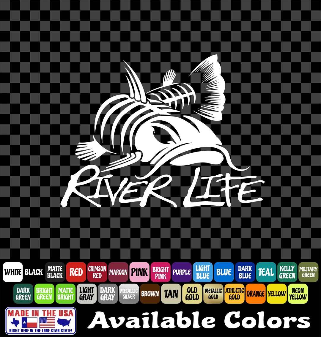 Catfish Fish Sticker Flathead Flatty River Life Fishing Noodling Vinyl ...