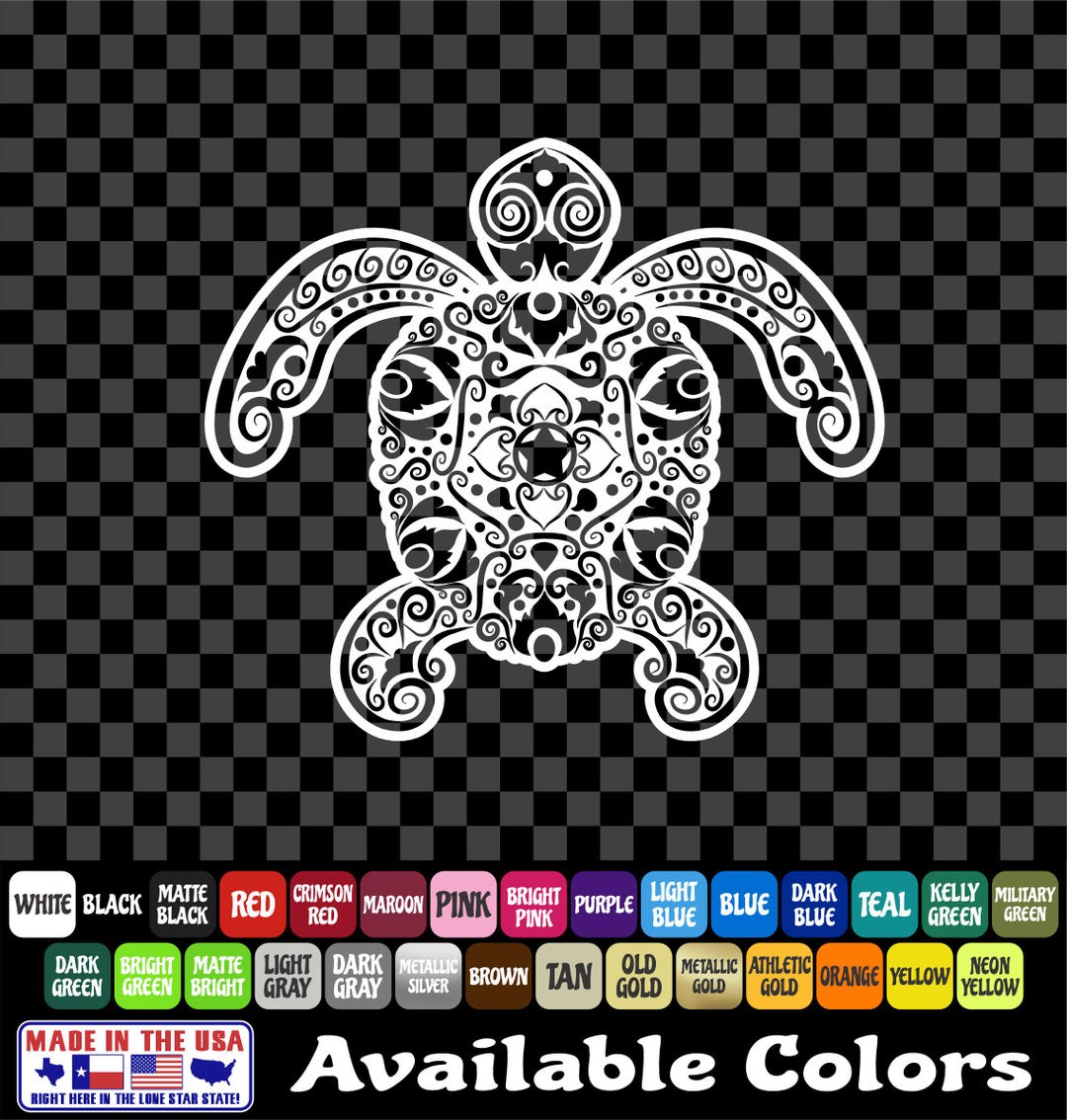 Sea Turtle Car Decal Laptop Sticker Curly Swirl Ocean Tortoise - Etsy