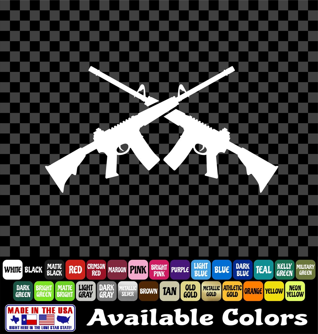 Crossed Guns Sticker AR15 .556 Gun Tactical Style Vinyl Decal M16 ...