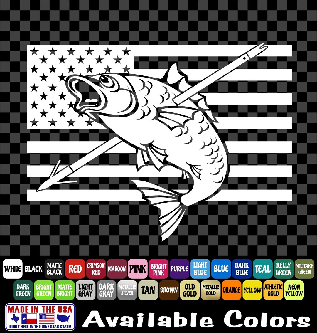 Bowfishing American Flag Sticker Carp Arrows Fish Fishing Slime Gar ...