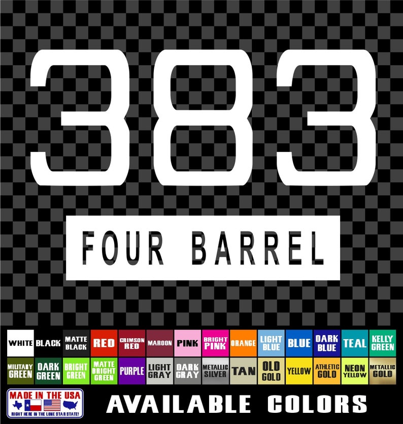 383 Four Barrel Dodge Barracuda Carbonator Vinyl Decal Sticker - Etsy