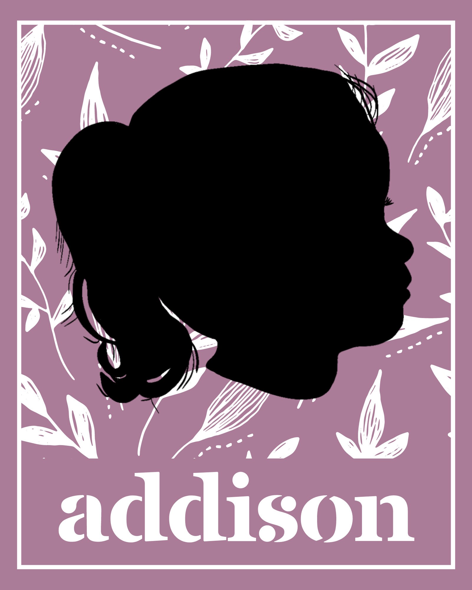 Custom Silhouette Picture | Sketched Stems and Leaves Background ...