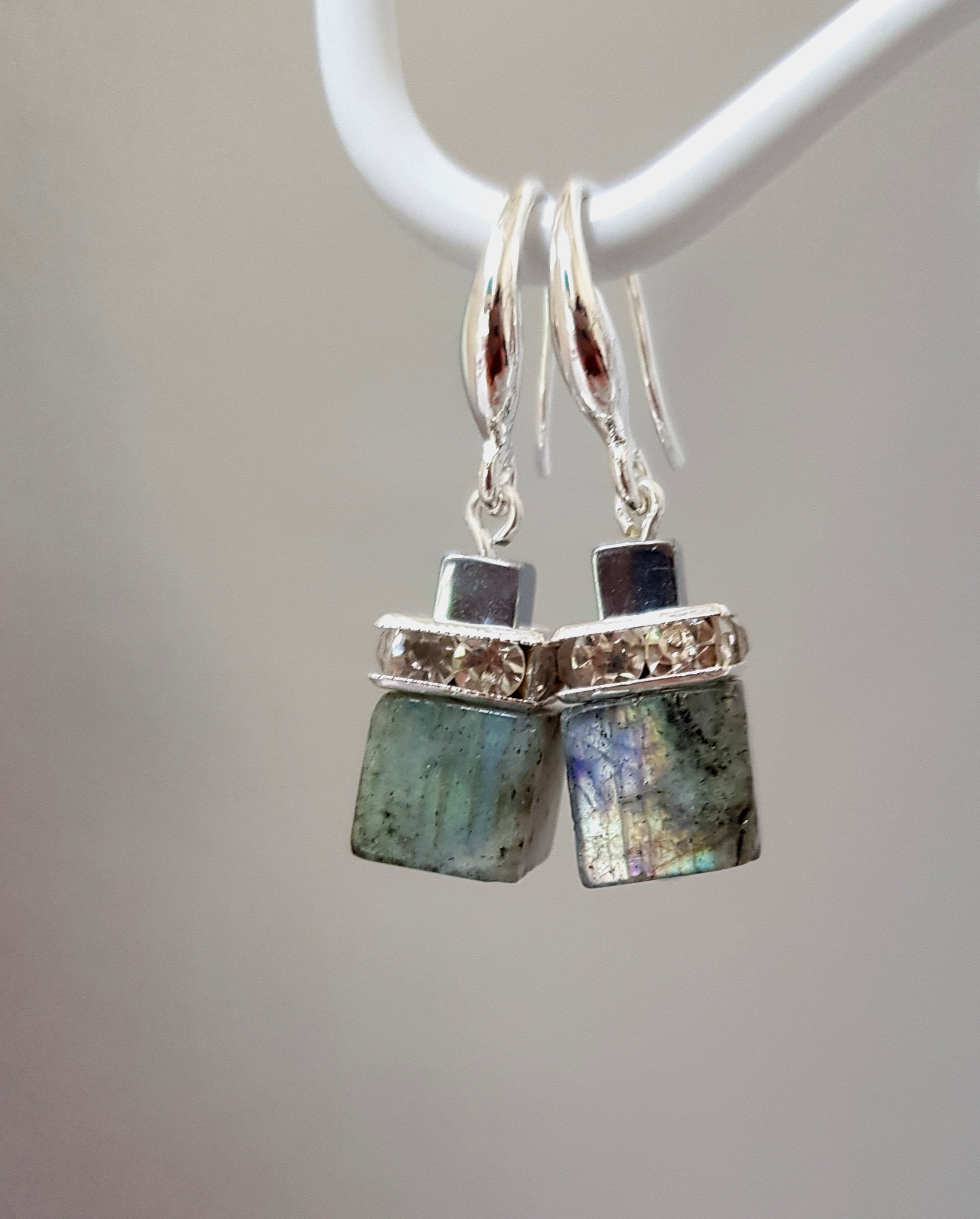 Labradorite Cube Gemstone & Silver Drop Earring's - Etsy UK