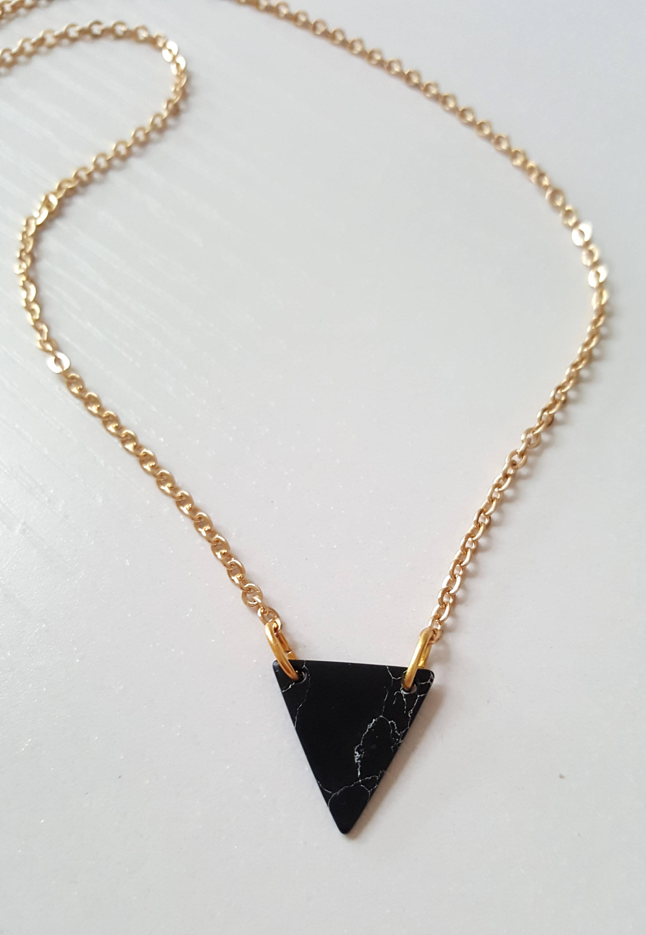 Small Black Marble Triangle & Gold Plate Necklace - NEW! - Etsy