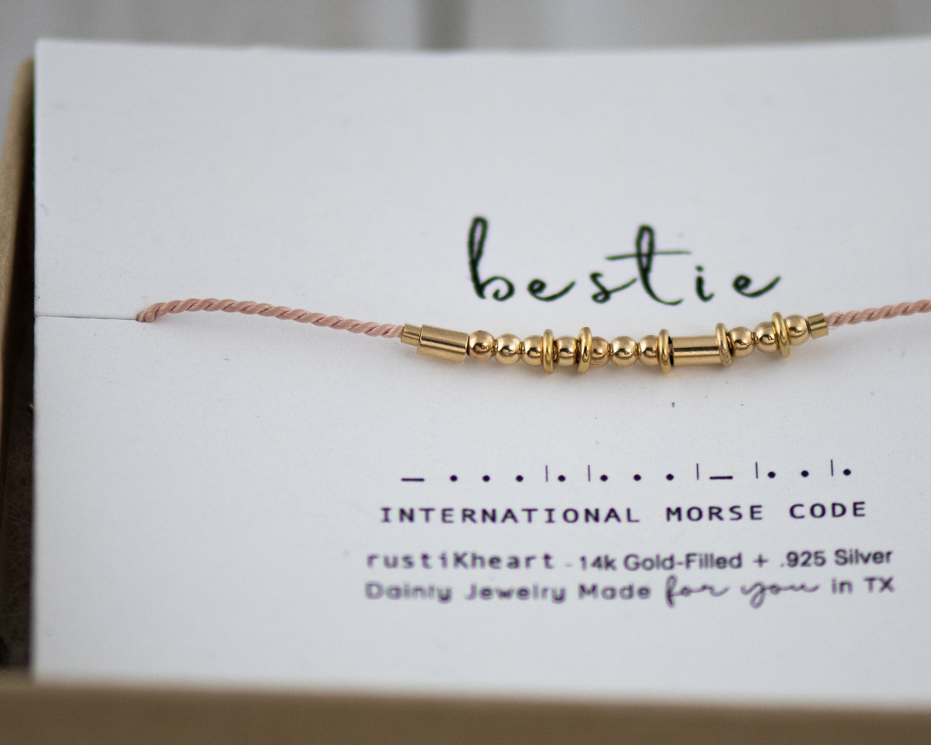 Bestie Morse Code Bracelet Bestie Gold Filled String Etsy
