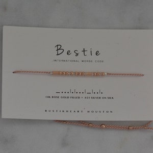 CUSTOM Bestie Rose Gold String Bracelet • PERSONALIZED Best Friend Gift ...