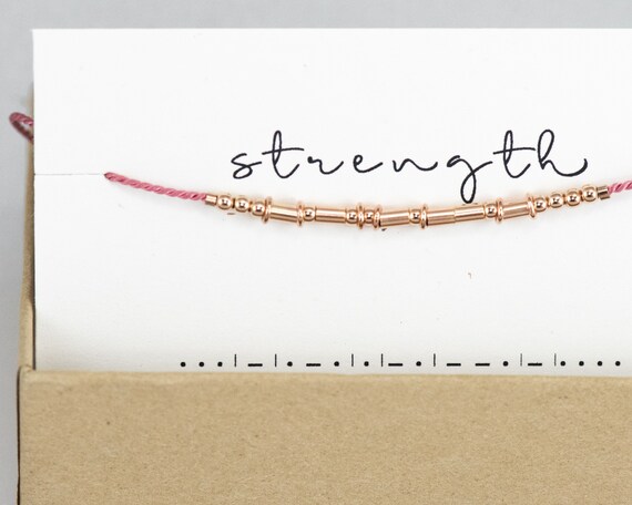 Strength Morse Code Bracelet Strong Morse Code Bracelet - Etsy