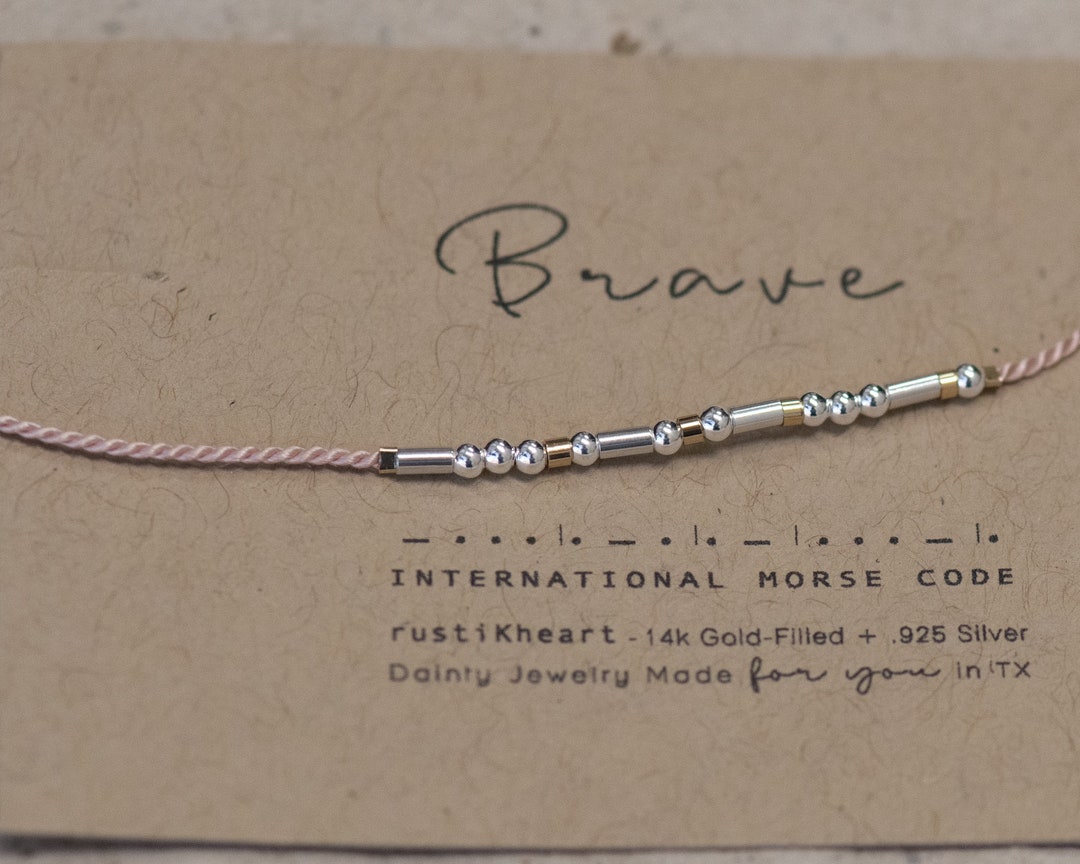 Brave Morse Code Bracelet Pink Cord or Other Strong Morse - Etsy