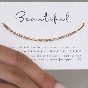 Mixed Metals Morse Code Bracelet - Beautiful in Morse Code Secret ...