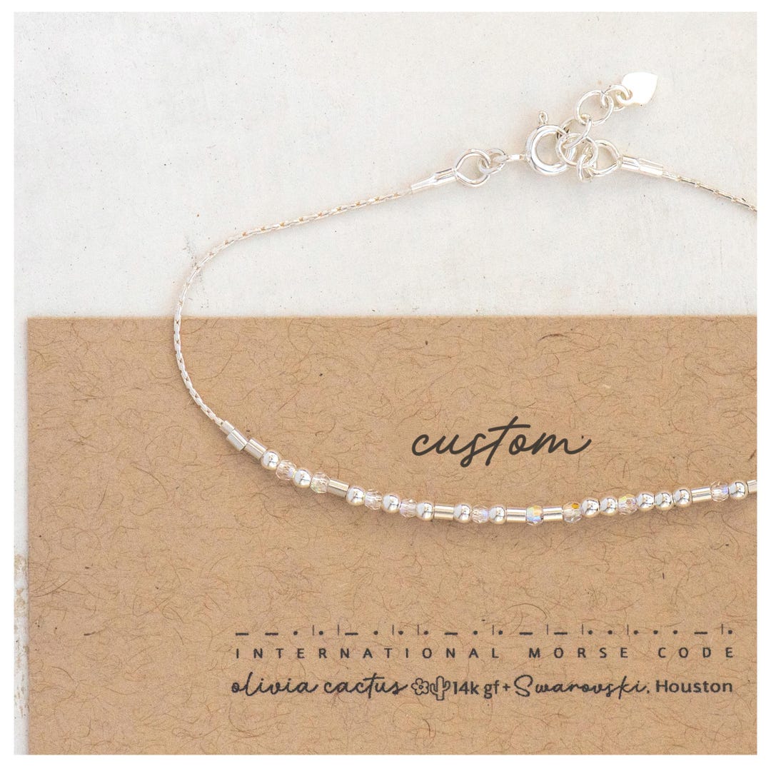 Custom Morse Code Bracelet. Sterling Silver, Swarovski Crystals on ...