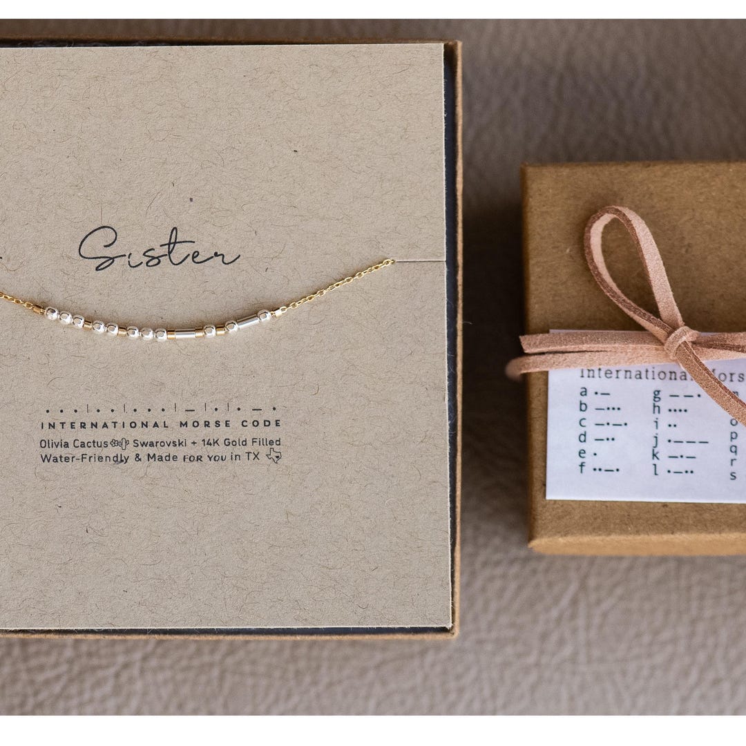 Silver on Gold Custom Dainty Morse Code Necklace for Sister Gift or Any ...