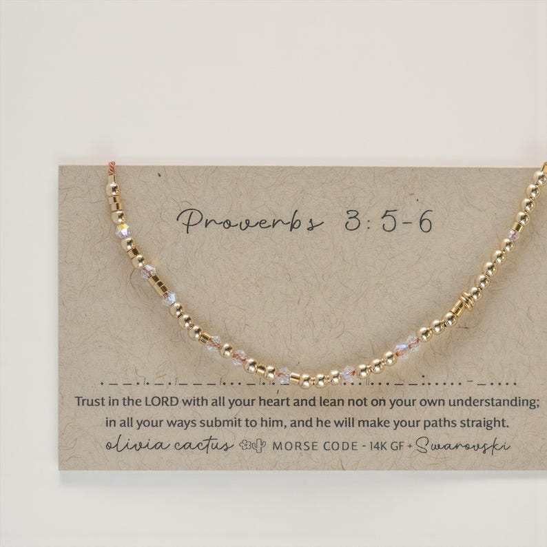 Swarovski on Cord Morse Code Bracelet. Proverbs 3:5-6 Lean on the Lord ...