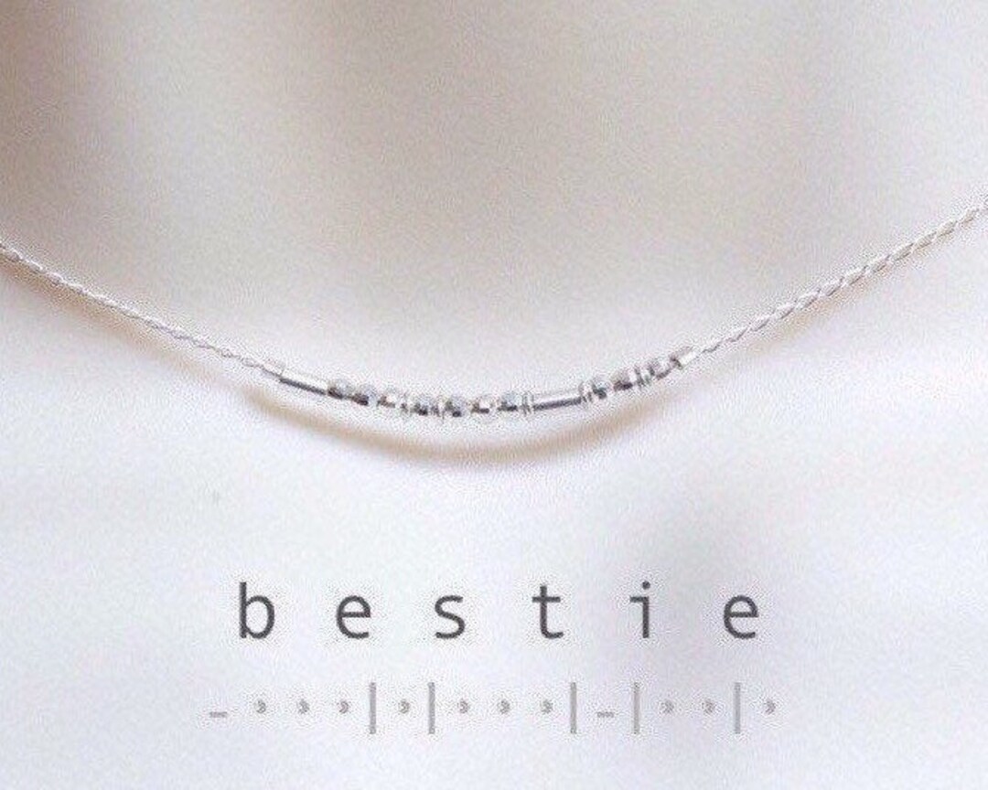 Best Friend Gift / Bestie Silver Morse Code Chain Choker Necklace ...
