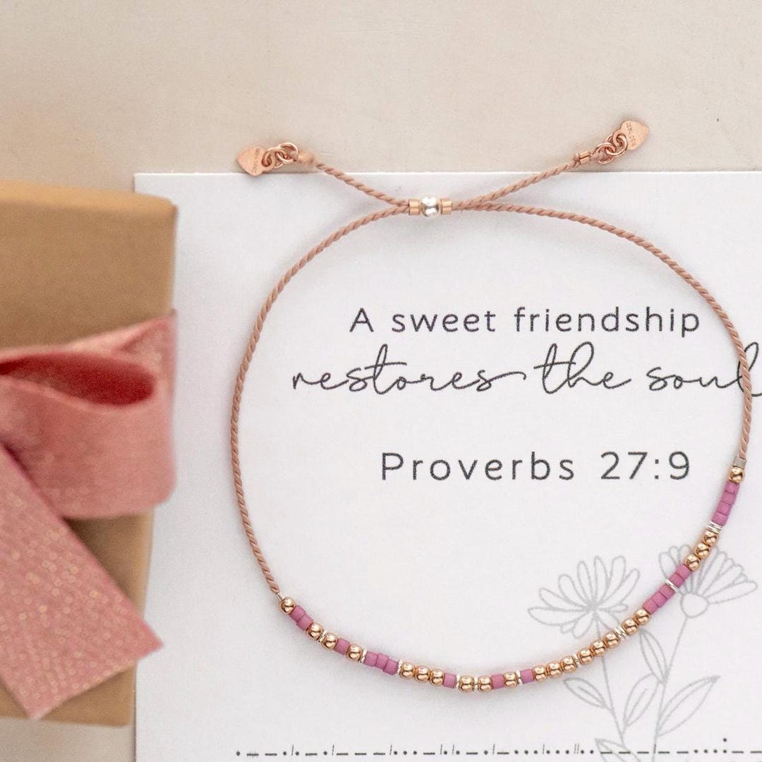 Rose Gold Morse Code Friendship Bracelet W/ Dainty Hearts in the Back ...