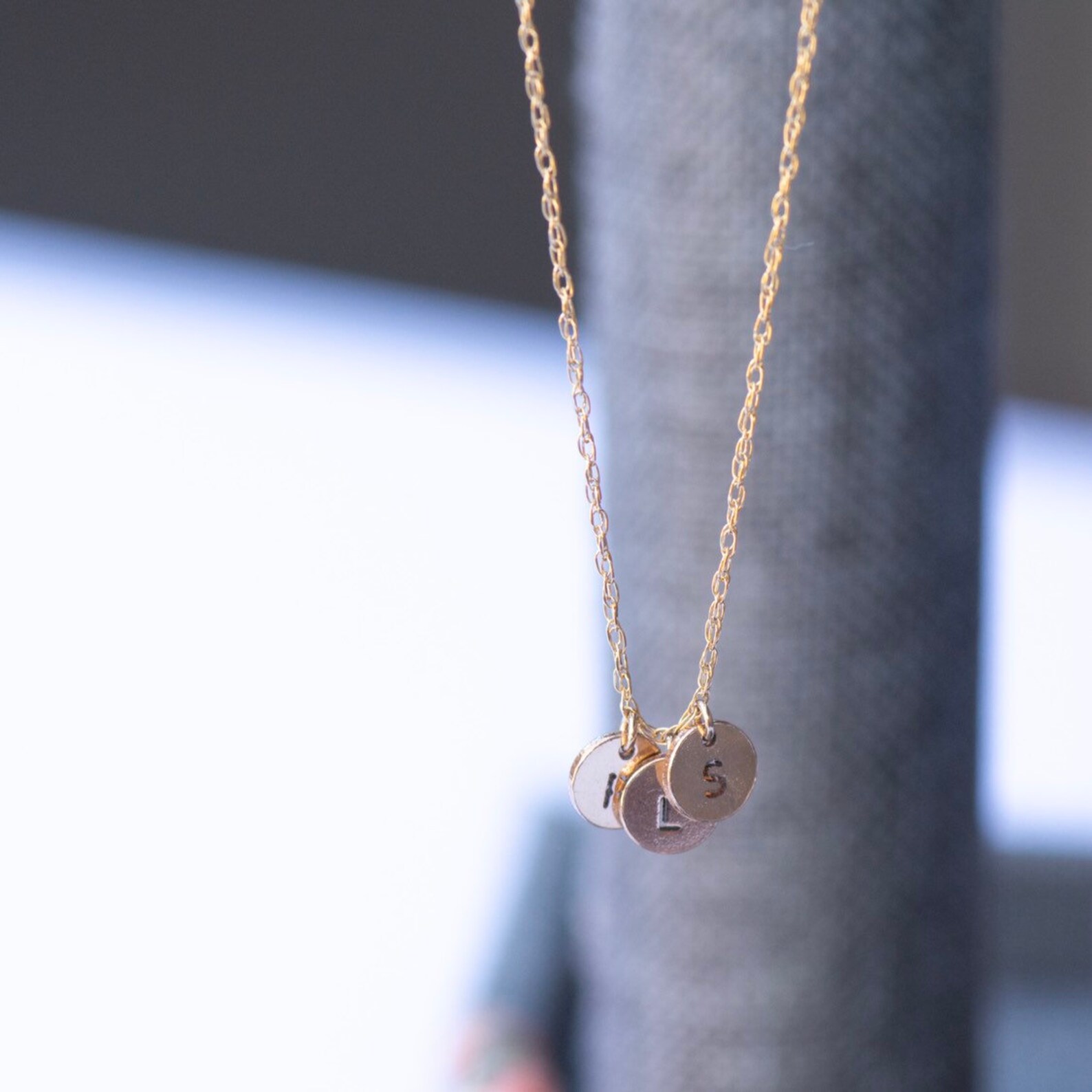 Letter Discs Necklace Initial Disc Charms Mom Necklace | Etsy