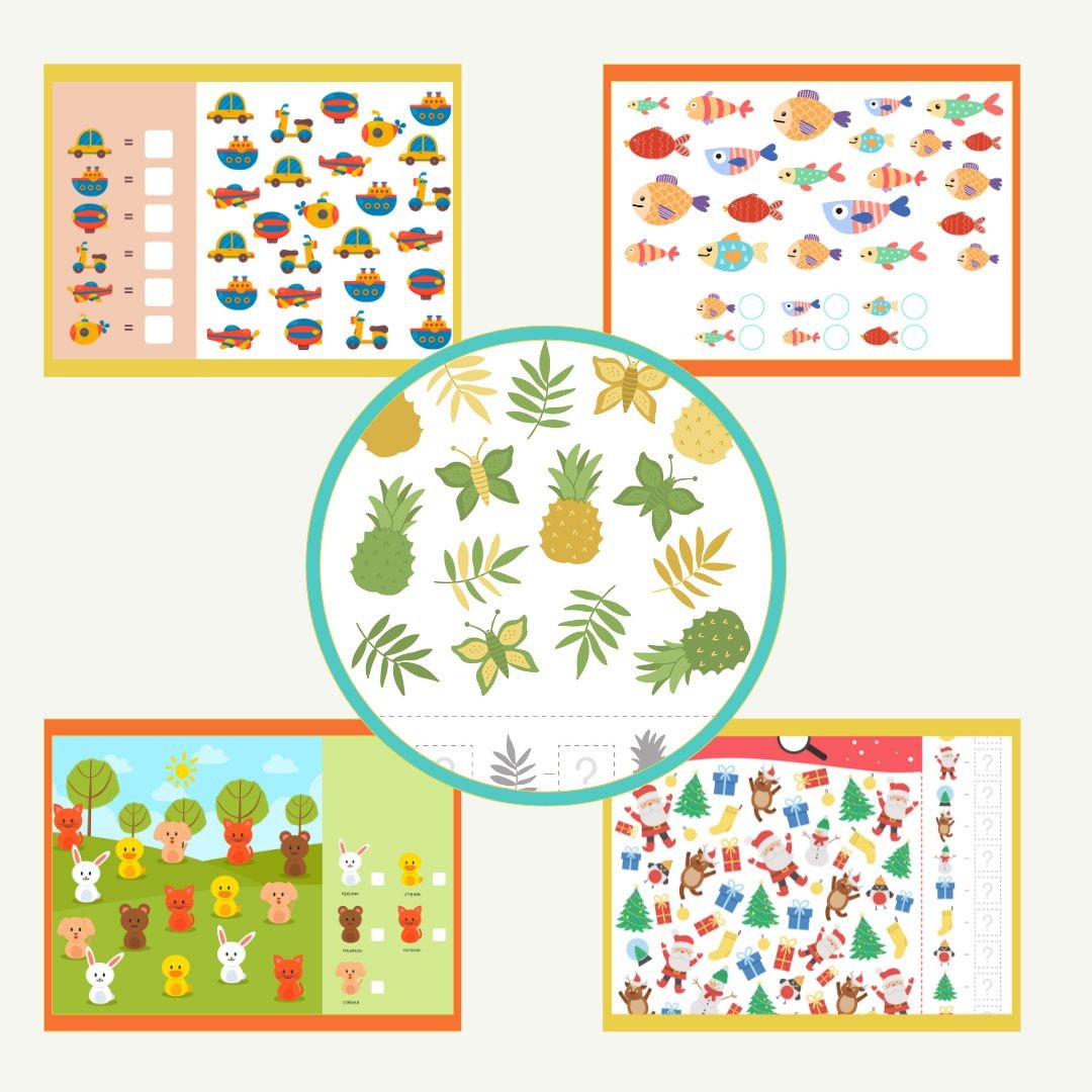 Counting Challenge: Printable How Many Worksheets for - Etsy