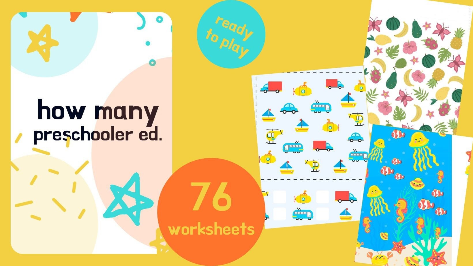 Counting Challenge: Printable How Many Worksheets for - Etsy